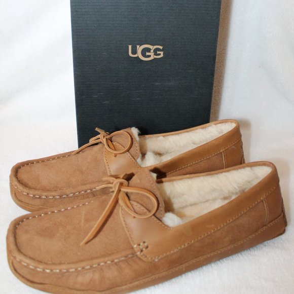 UGG | Shoes | New Ugg Byron Leather Shearling Chestnut Slippers | Poshmark